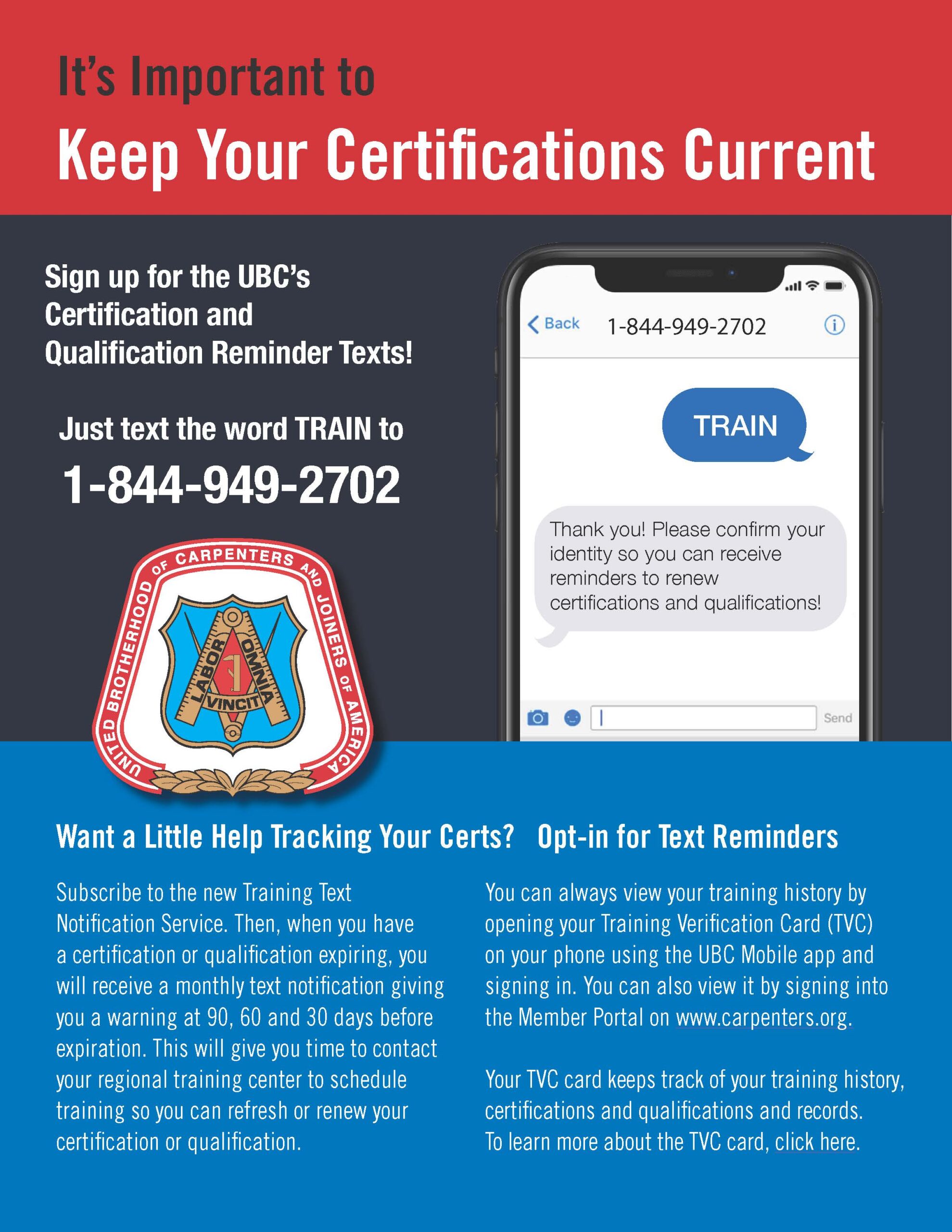 Carpenters International Training Fund Text Reminders - NYCDCC